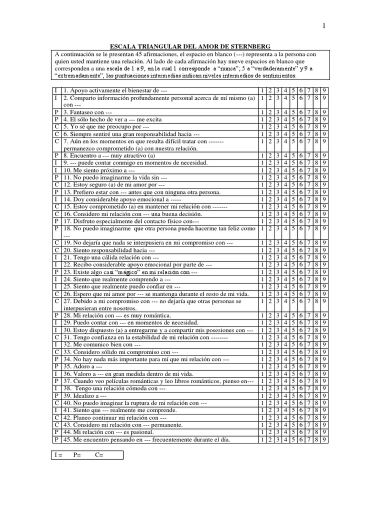 Escala Triangular Del Amor de Sternberg | PDF | Amor