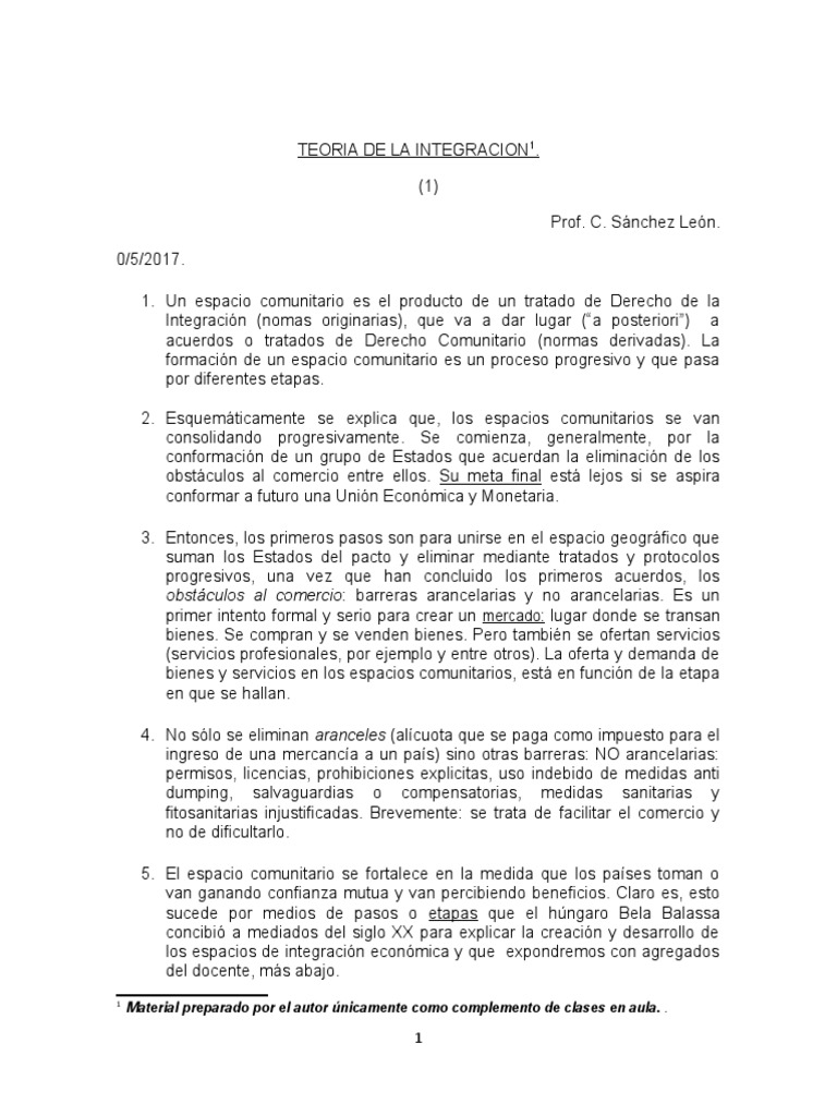 Bela Balasa Vision Integral de La Integracion Modif | PDF | Unión ...