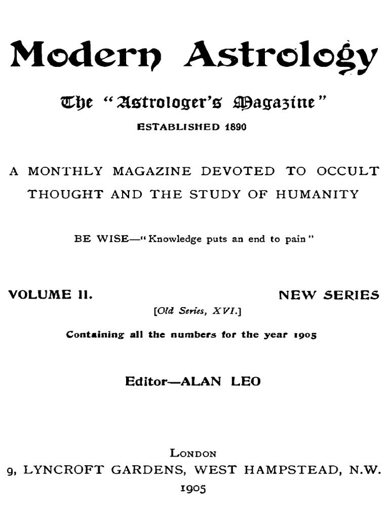 1905 - Alan Leo - Modern Astrology Magazine - Vol.2 | PDF | Planets In ...