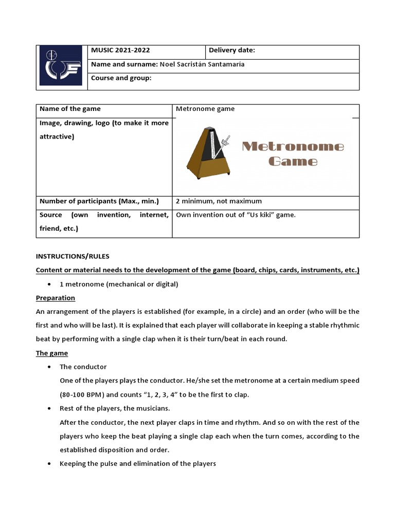 Metronome Game ENG | PDF | Tempo | Rhythm