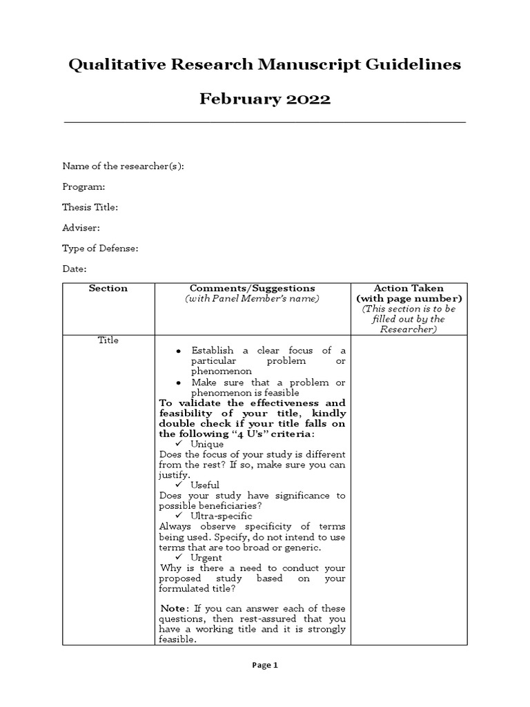 Qualitative Research Manuscript Guidelines | PDF | Apa Style | Theory