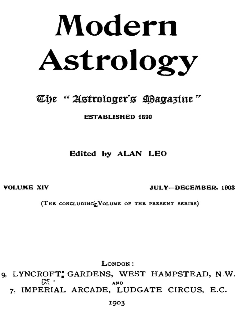1903 Alan Leo Modern Astrology Magazine Vol.14 | PDF | Horoscope ...