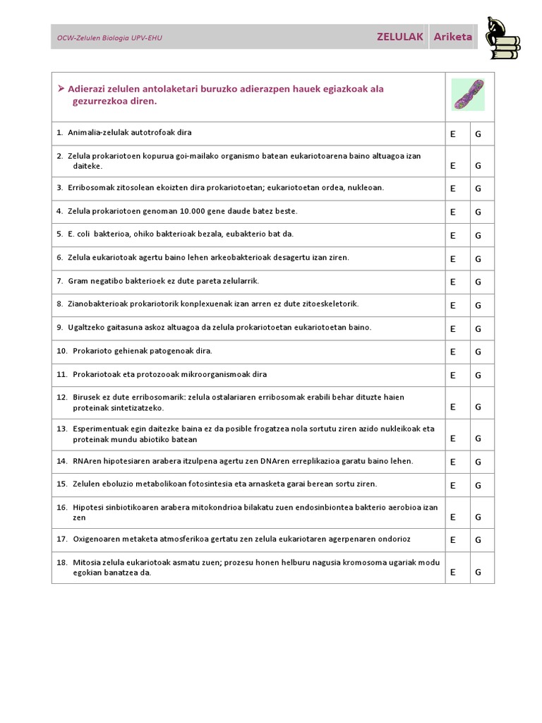 Ocw Ariketak Zelulak | PDF