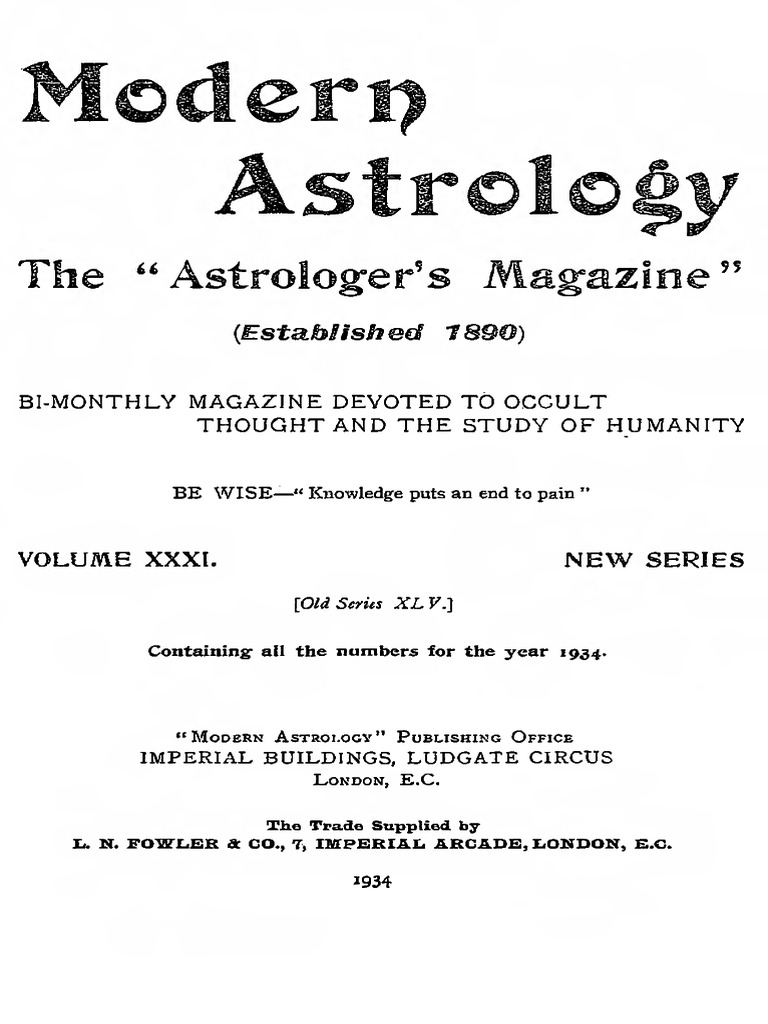1934 Alan Leo Modern Astrology Magazine Vol.31 | PDF | Astrology | Zodiac