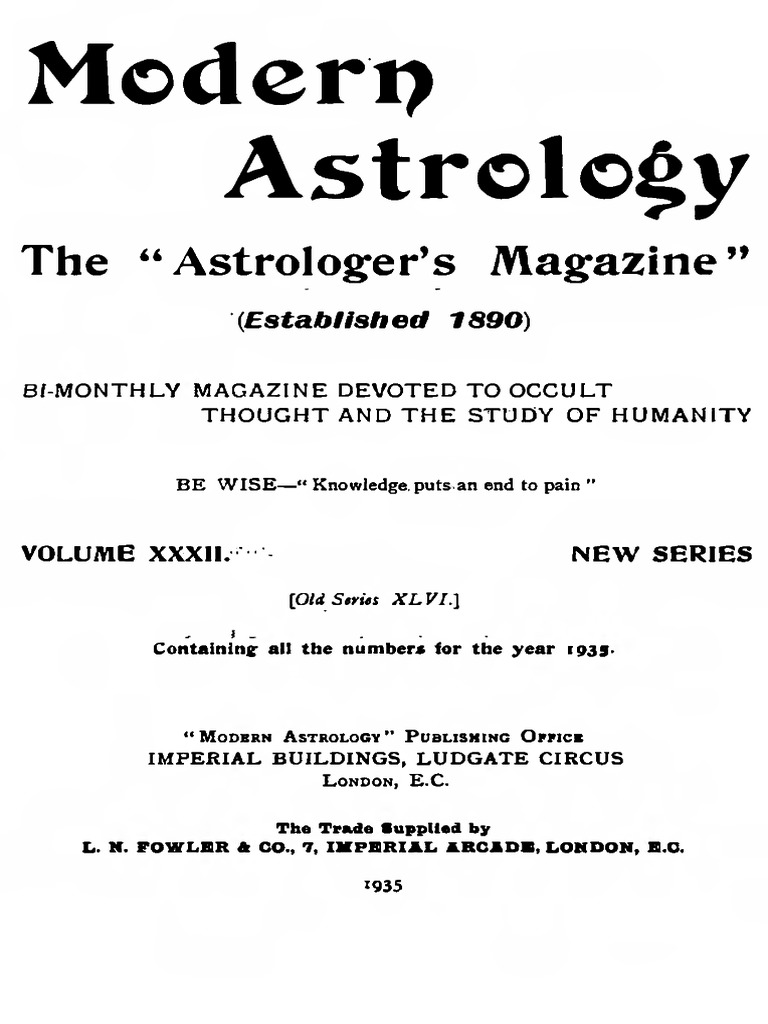 1935 Alan Leo Modern Astrology Magazine Vol.32 | PDF | Planets In ...