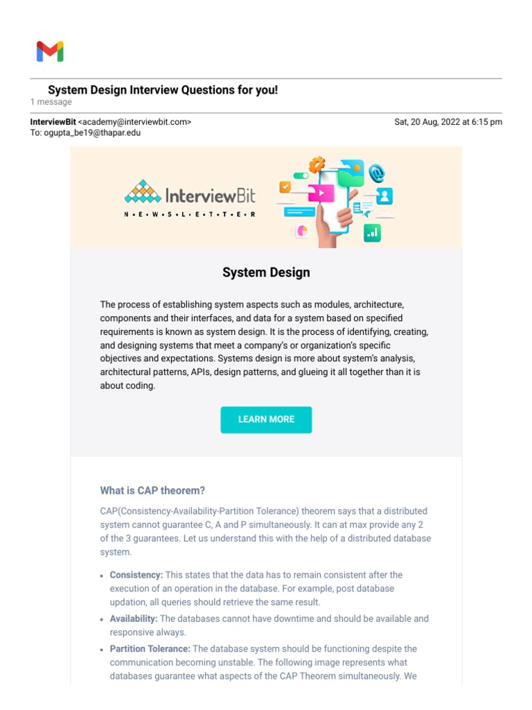 Gmail - ? System Design Interview Questions For You! | PDF ...