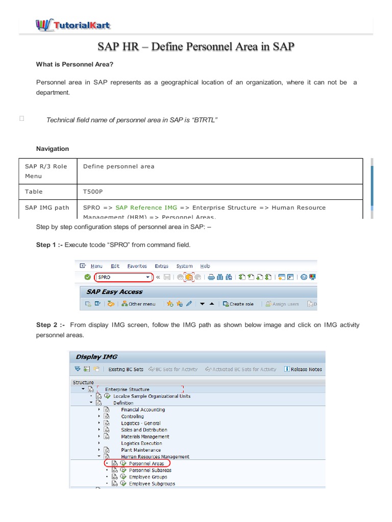 Define-Personnel-Area-In-Sap HR | PDF | Human Resource Management ...