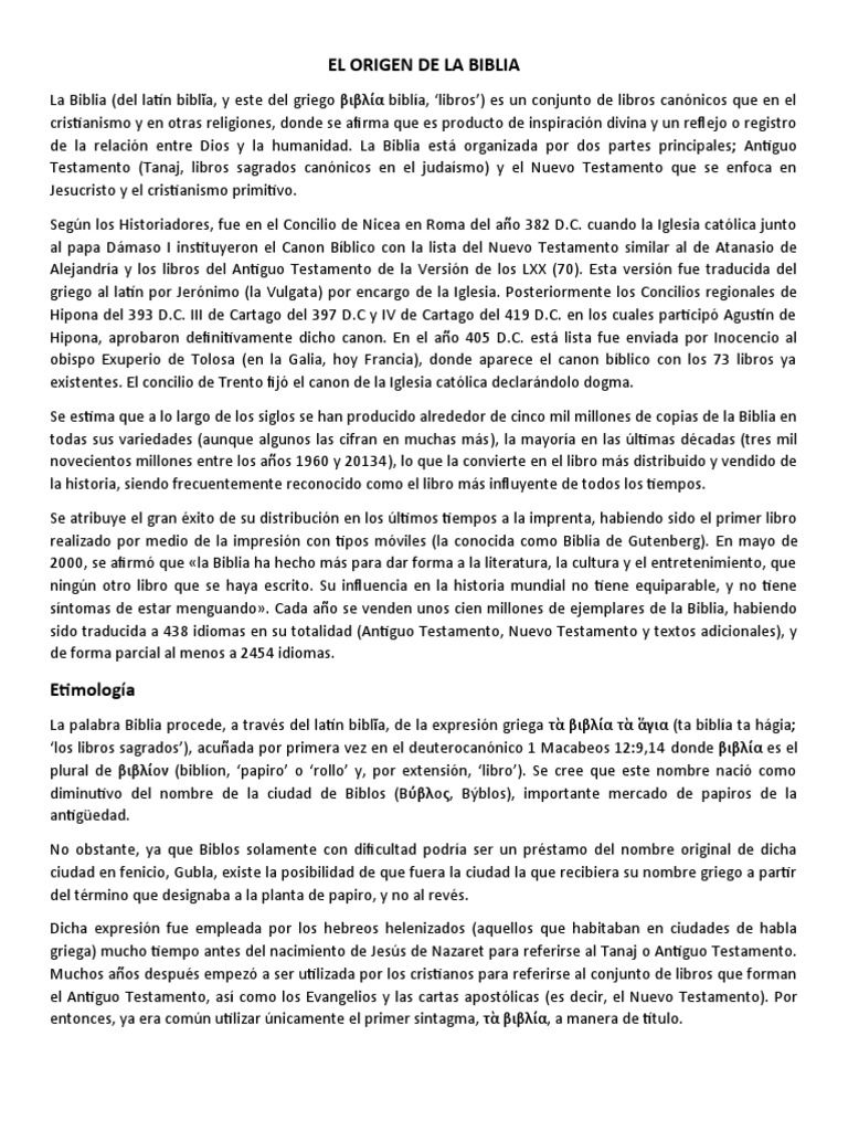 El Origen de La Biblia | PDF | Biblia | Septuaginta