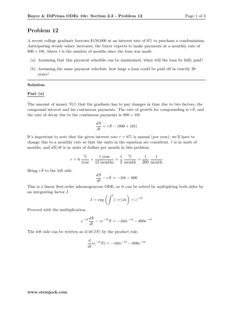 Boyce ODEch 2 S 3 P 12 | PDF | Interest | Ordinary Differential Equation