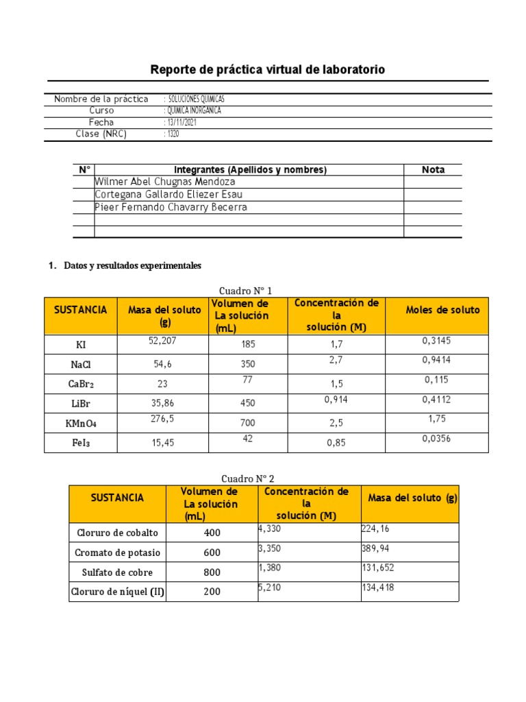 FORMATO - Reporte de Resultados Laboratorio Virtual | PDF ...