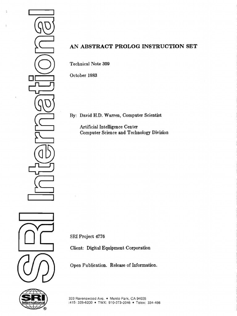An Abstract PROLOG Instruction Set | PDF