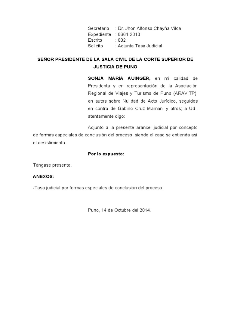 Escrito Adjunta Tasa Judicial | PDF