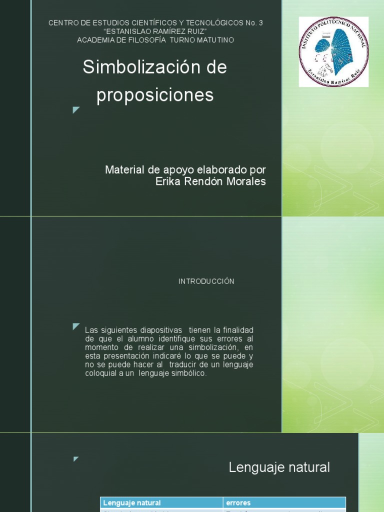 Simbolización de Proposiciones: Material de Apoyo Elaborado Por Erika ...