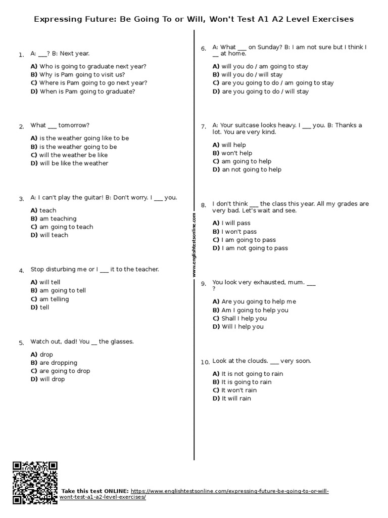 Future-Be Going To - Will - Won't | PDF | Language Arts & Discipline