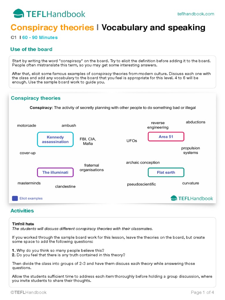 C1 16 Vocab Speaking Conspiracy | PDF | Conspiracy Theory
