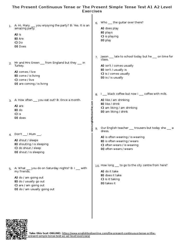 Present Continuous - Present Simple | PDF