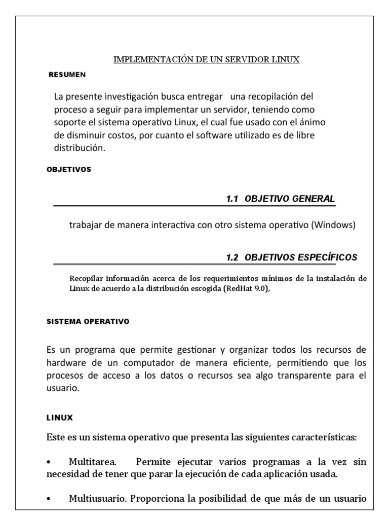 Implementación de Un Servidor Linux Resumen 1 | PDF | Servidor (Computación) | Microprocesador