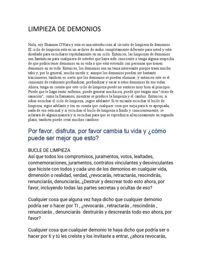 Bucle - Limpieza Demons | PDF | Demonios | Verdad