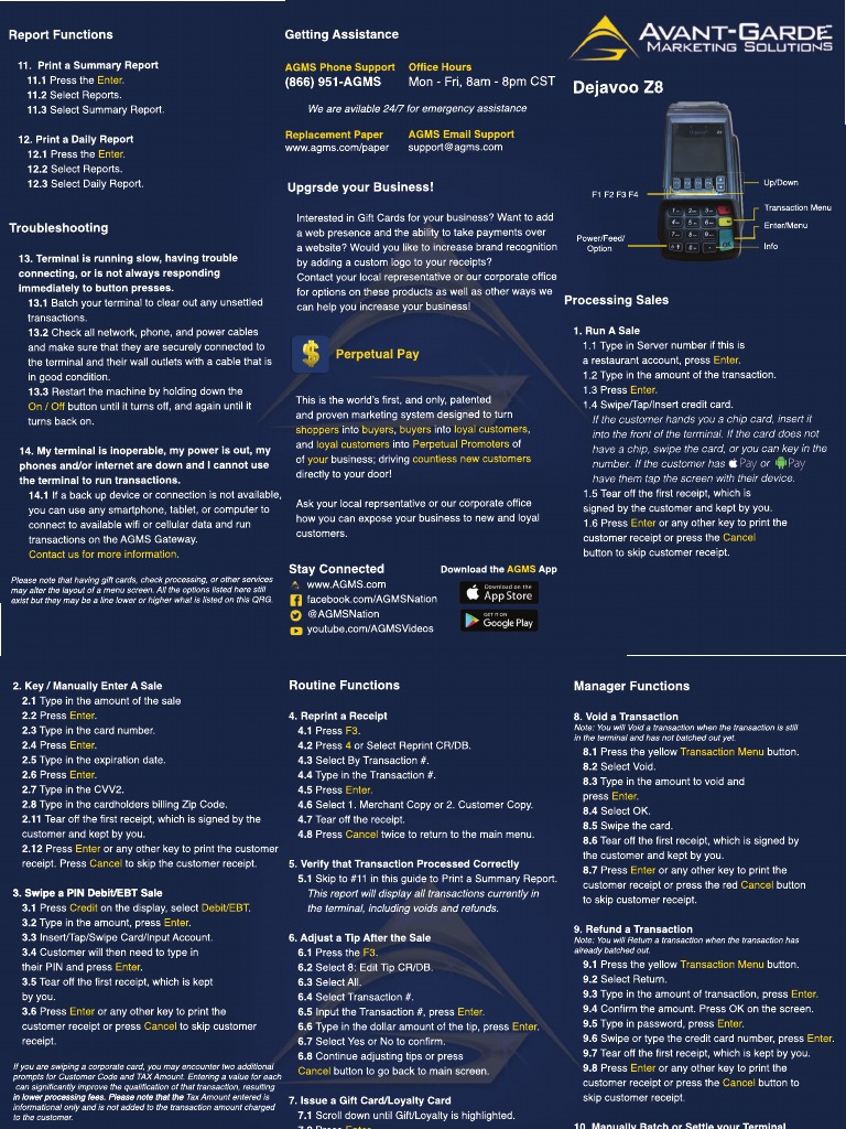 Dejavoo Z8 QRG | PDF