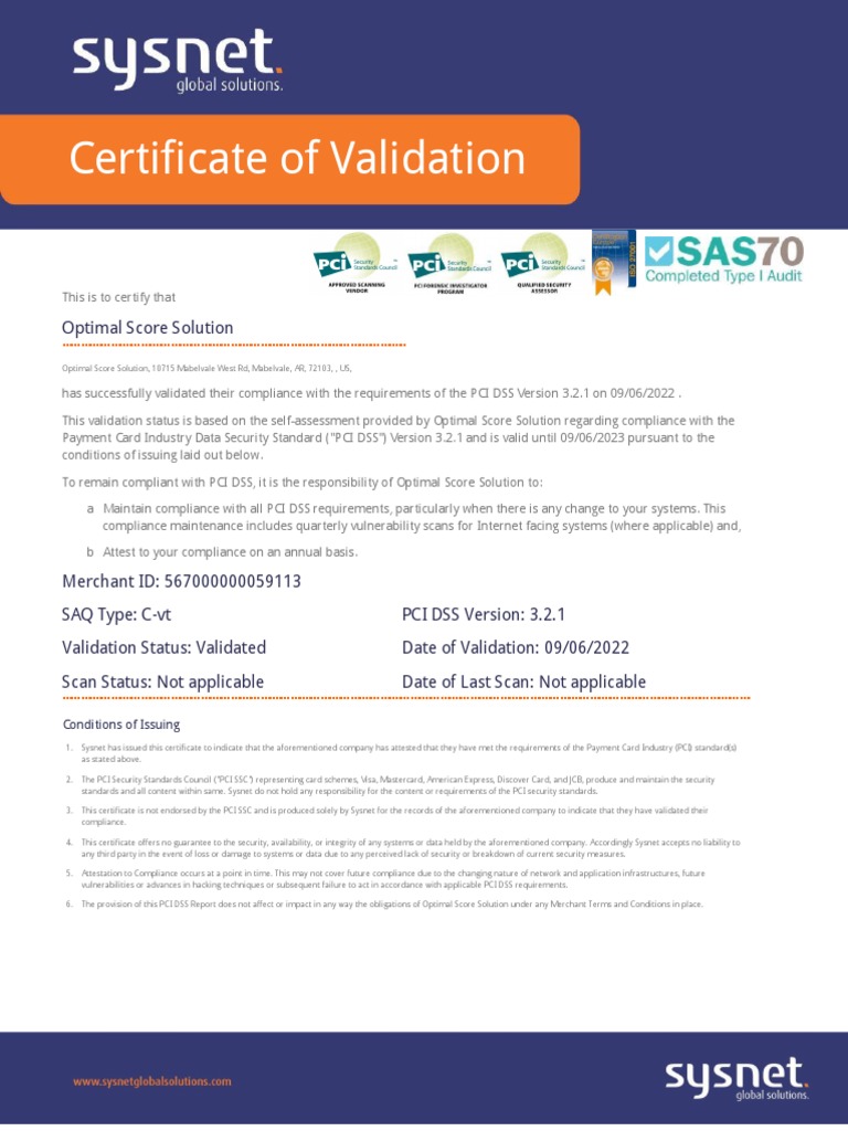 Pci Dss Self Assessment Certificate | PDF | Payment Card Industry Data ...