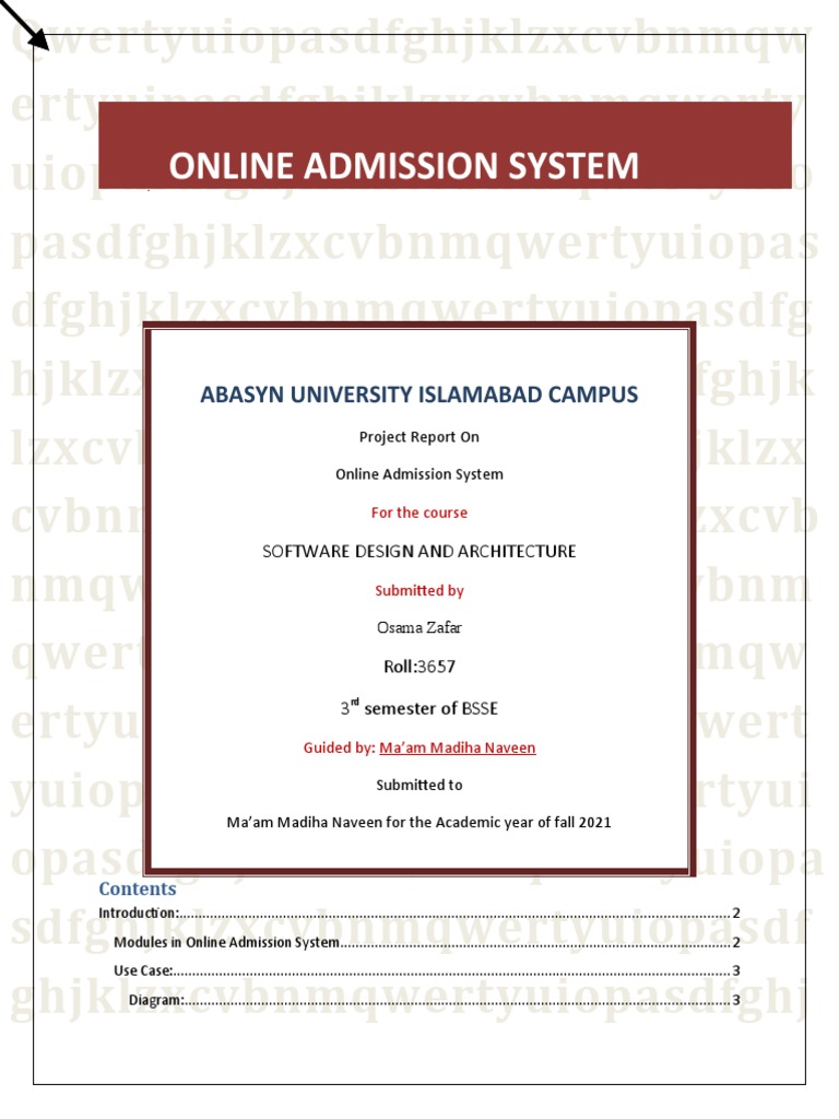 SDA Project Online Admission System | PDF | User (Computing) | Use Case
