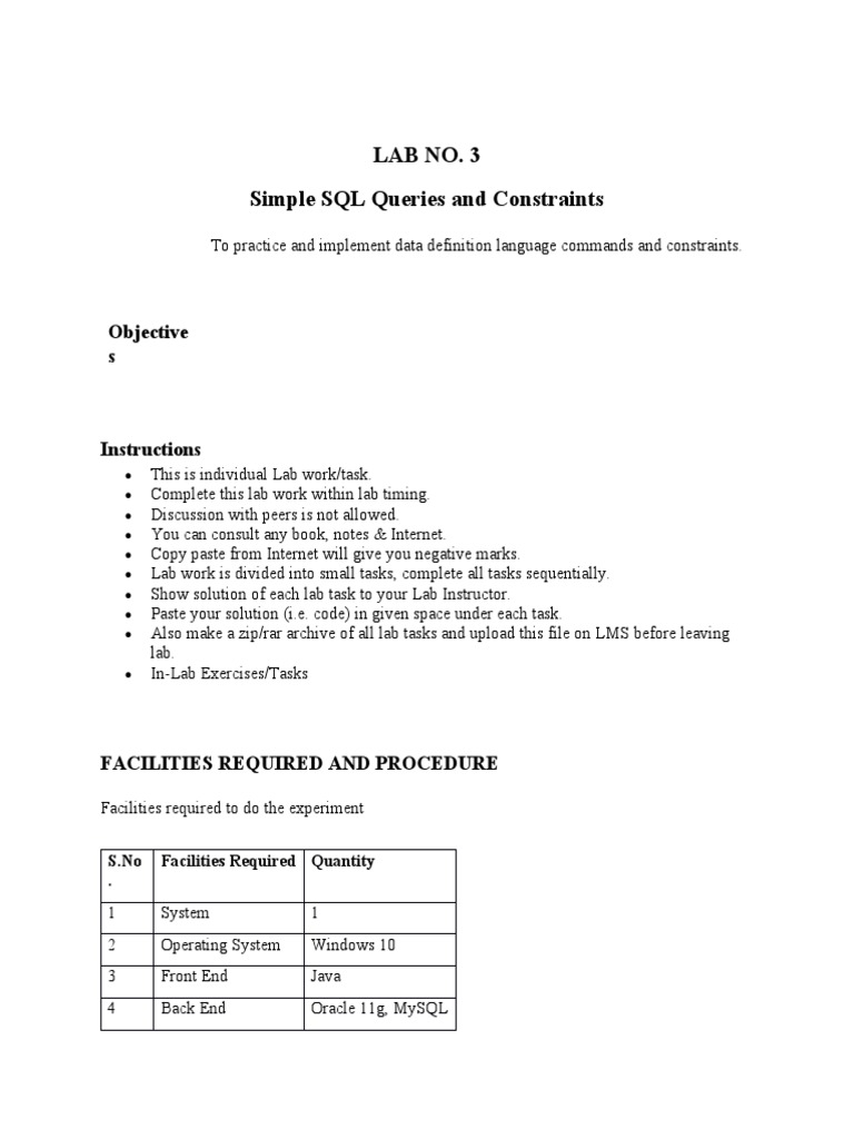 Lab 03 | PDF | Relational Database | Data Management