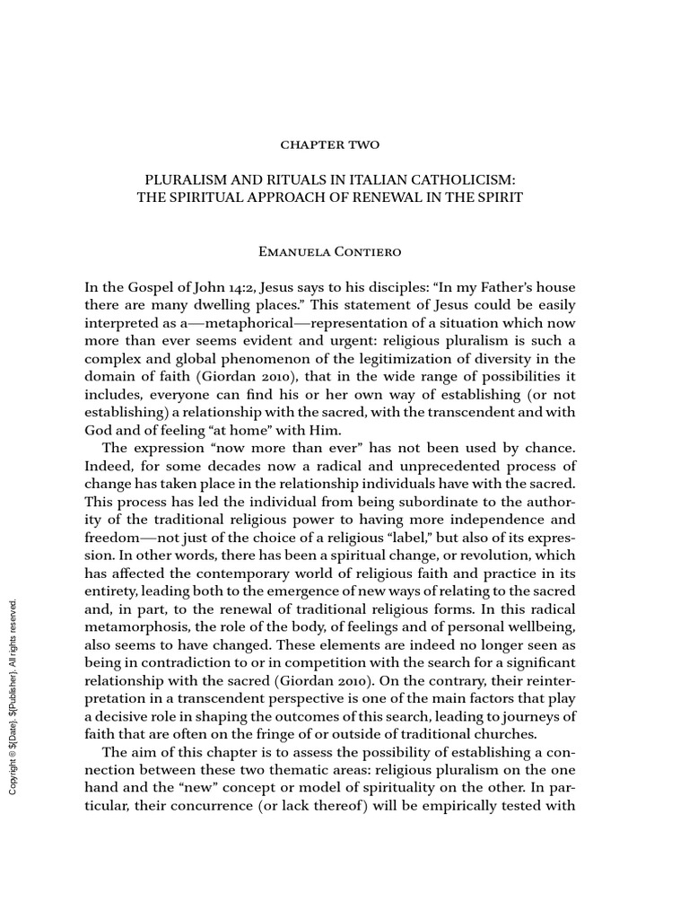 2 - (Chapter Two. Pluralism and Rituals in Italian Catholicism The Spiritua... ) | PDF ...