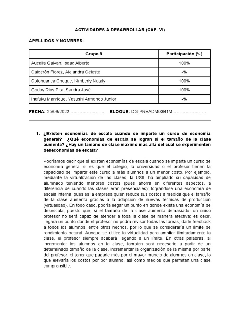Tarea 05 - Cap Vi - G8 | PDF | Costo marginal | Business