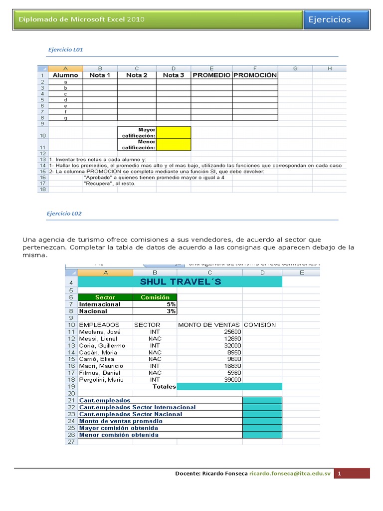 Ejercicios de Excel Inter - Parte 1 | PDF | Microsoft Excel