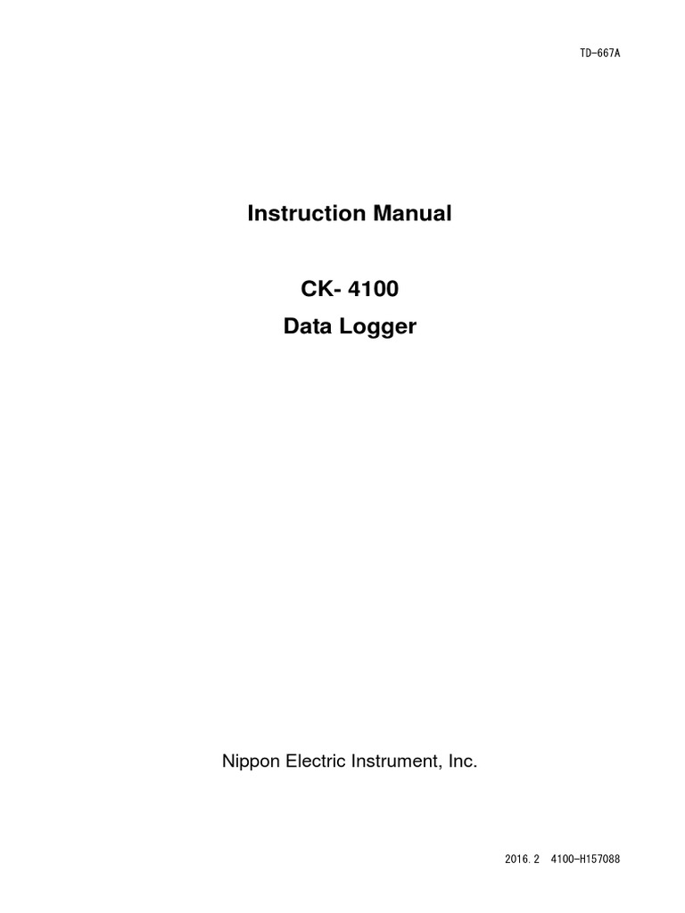 CK 4100 (Data Logger) | PDF | Port (Computer Networking) | Menu (Computing)