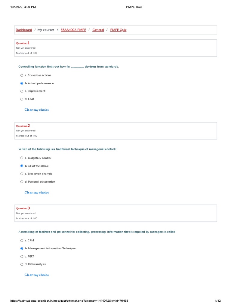 PMPE Quiz | PDF | Evaluation | Accuracy And Precision
