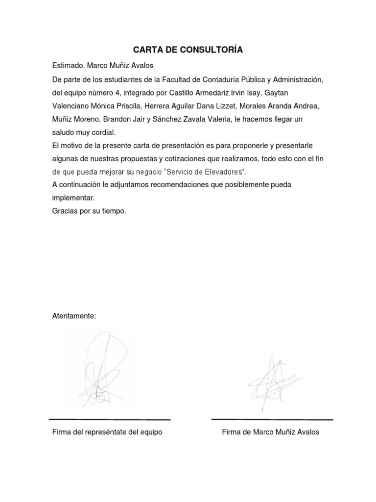 Carta de Consultoria | PDF | Marketing | Ascensor