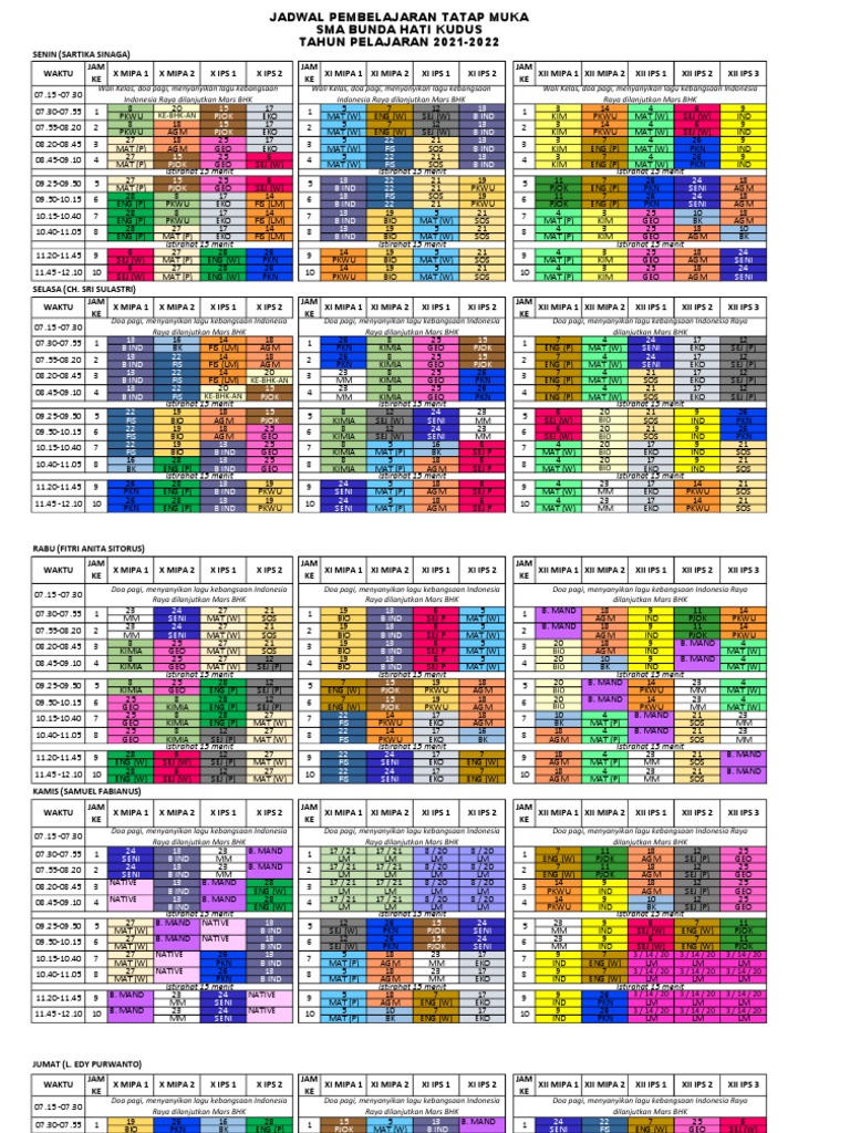 Jadwal PTM Semester Genap 2021-2022 | PDF