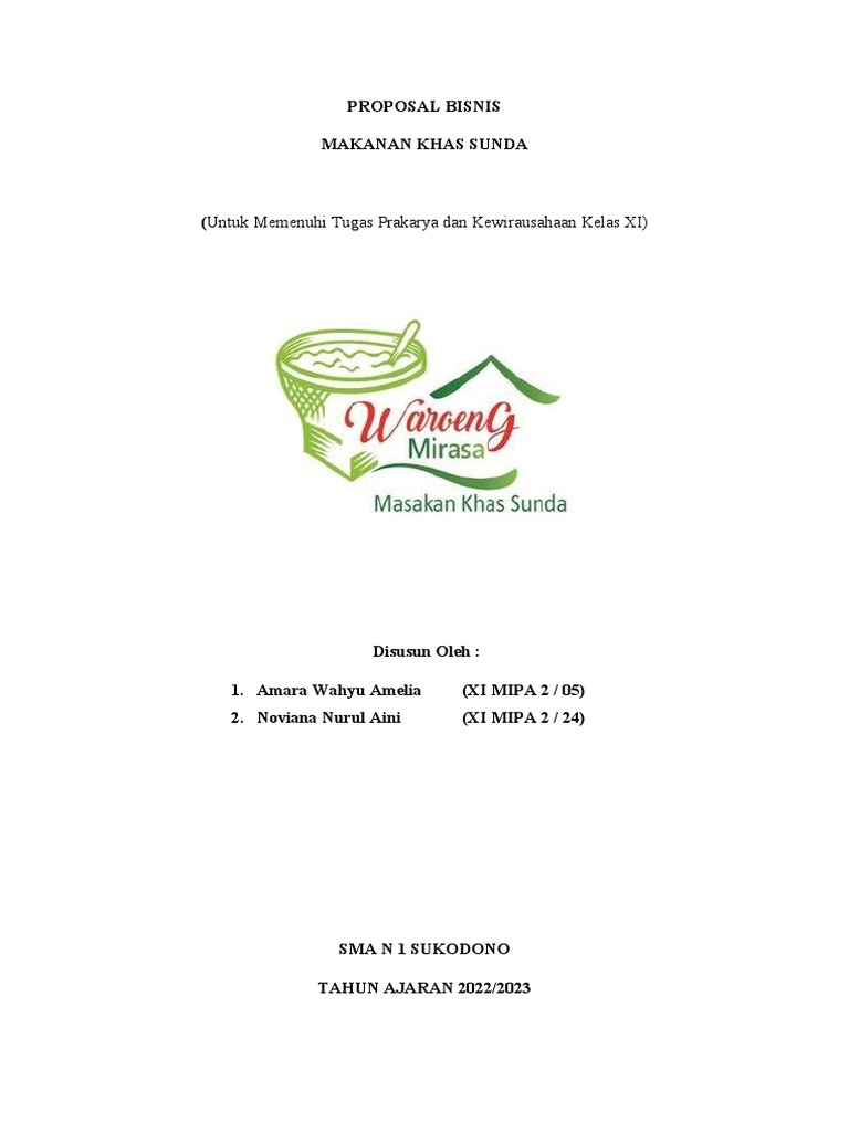 Proposal Usaha Makanan Khas Daerah | PDF