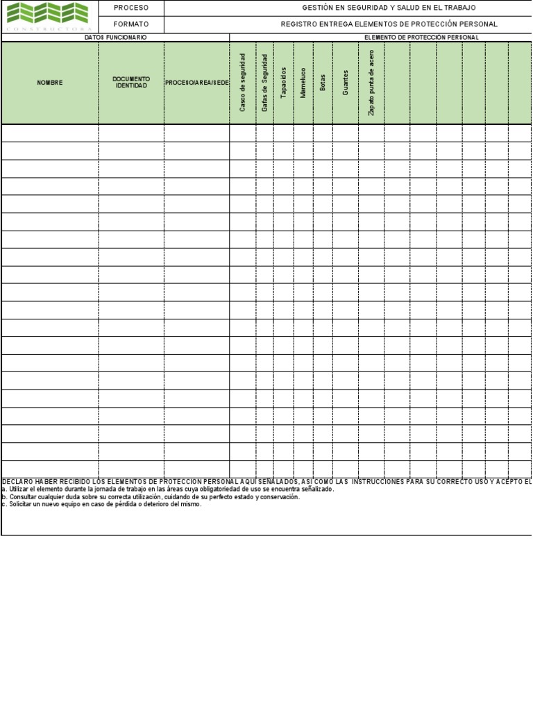 Formato Entrega Epp | PDF