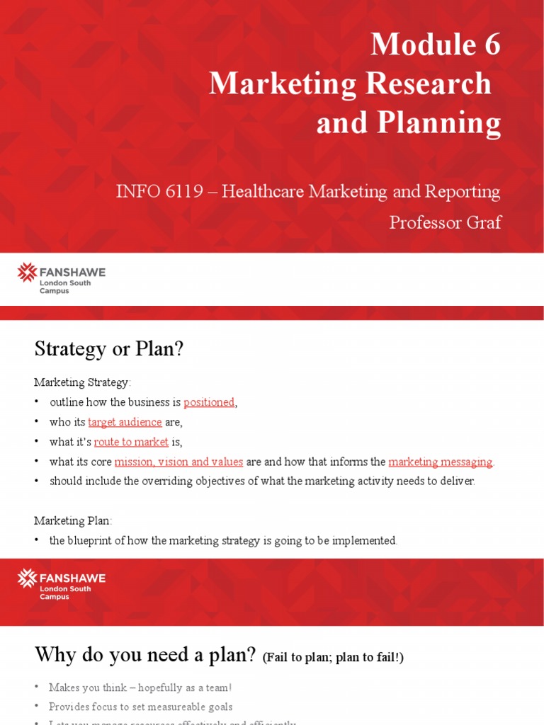 Marketing Research and Planning Guide | PDF | Marketing | Target Audience