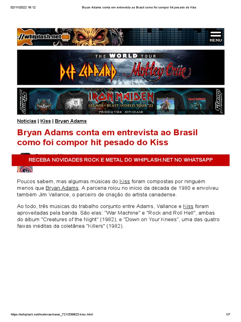 Bryan Adams Conta em Entrevista Ao Brasil Como Foi Compor Hit Pesado Do ...