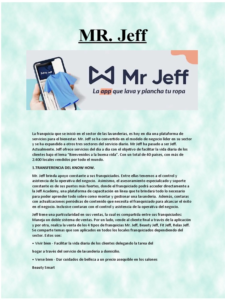Mr. Jeff | PDF | Franquiciamiento | Aplicación movil