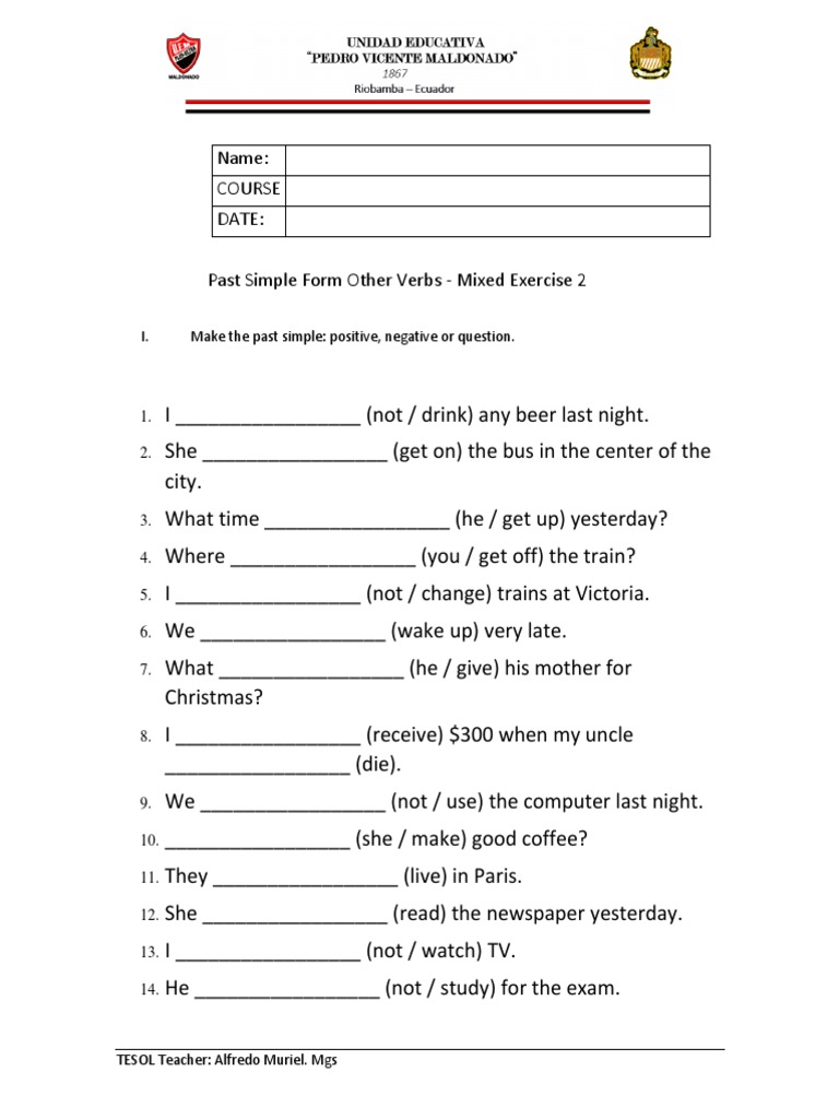 Past Simple Mixed Exercises PDF | PDF