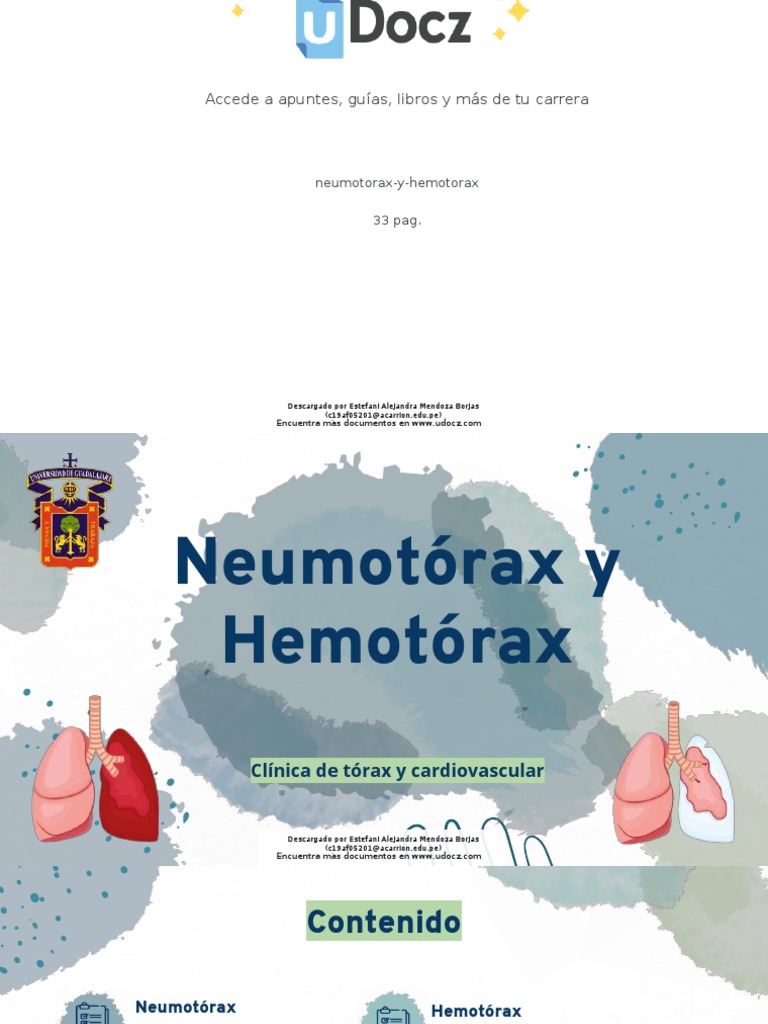 Neumotorax y Hemotorax 234264 Downloable 1022569 | PDF | Especialidades ...