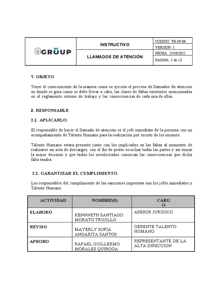 Instructivo Llamados de Atencion | PDF | Business | Comportamiento