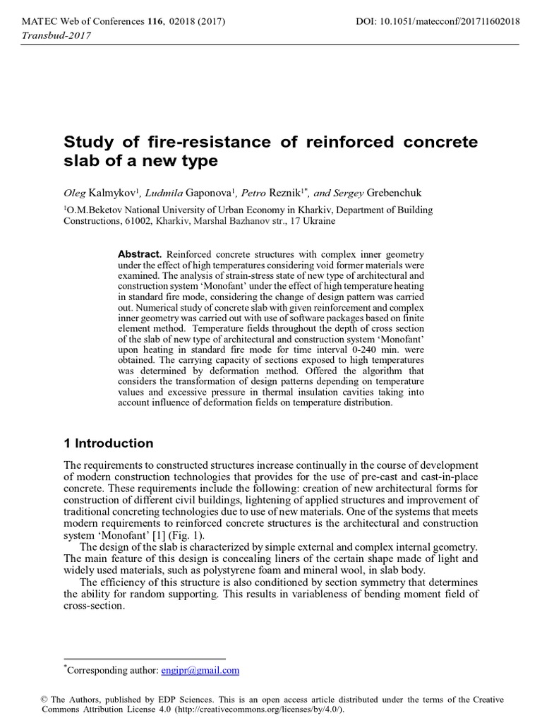 Study of Fire-Resistance of Reinforced Concrete | PDF | Concrete ...