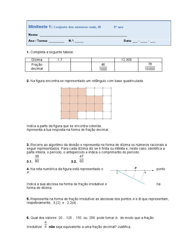 Ficha 8 Exp | PDF | Decimal | Número racional