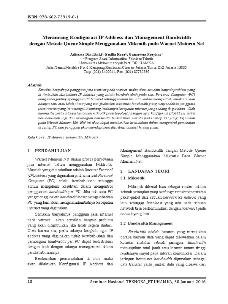 Merancang Konfigurasi IP Address Dan Management Bandwidth Dengan Metode Queue Simple Menggunakan ...