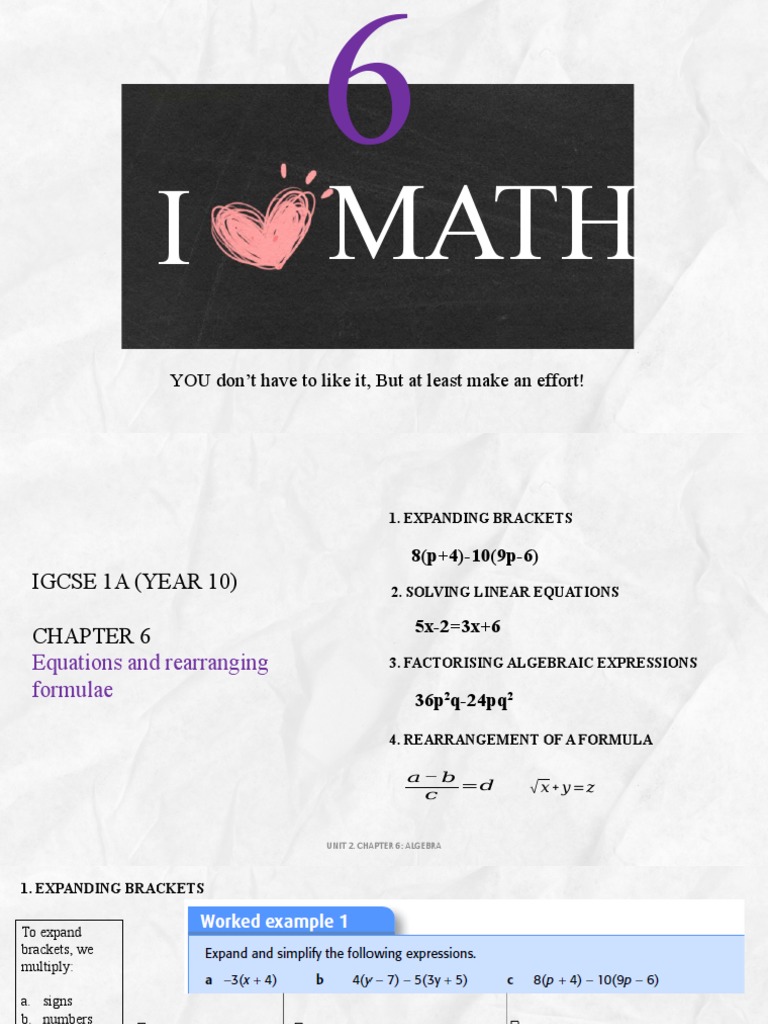 Equations, Expanding Brackets and Factorisation | PDF | Algebra | Equations Equations, Expanding Brackets and Factorisation | PDF | Algebra | Equations
