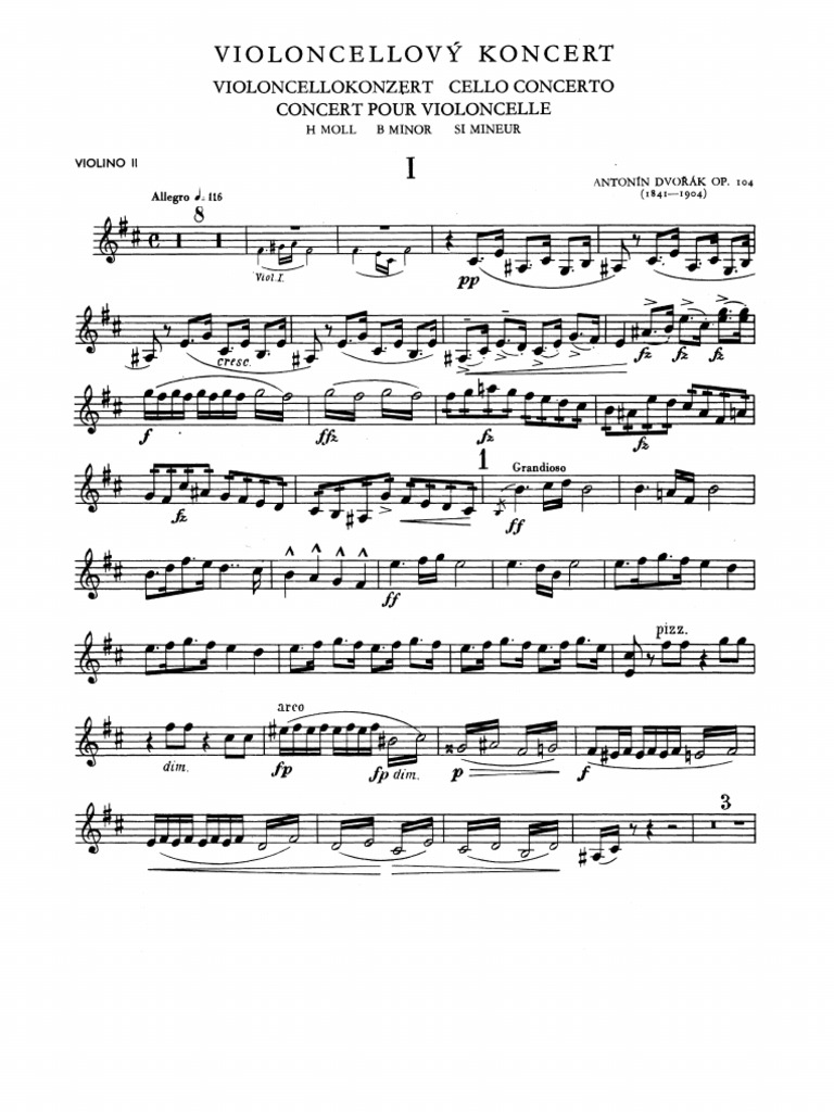Imslp713393-Pmlp14438-11. Dvorak - Cello Concerto, Op. 104 (Sourek) - Violins II | PDF