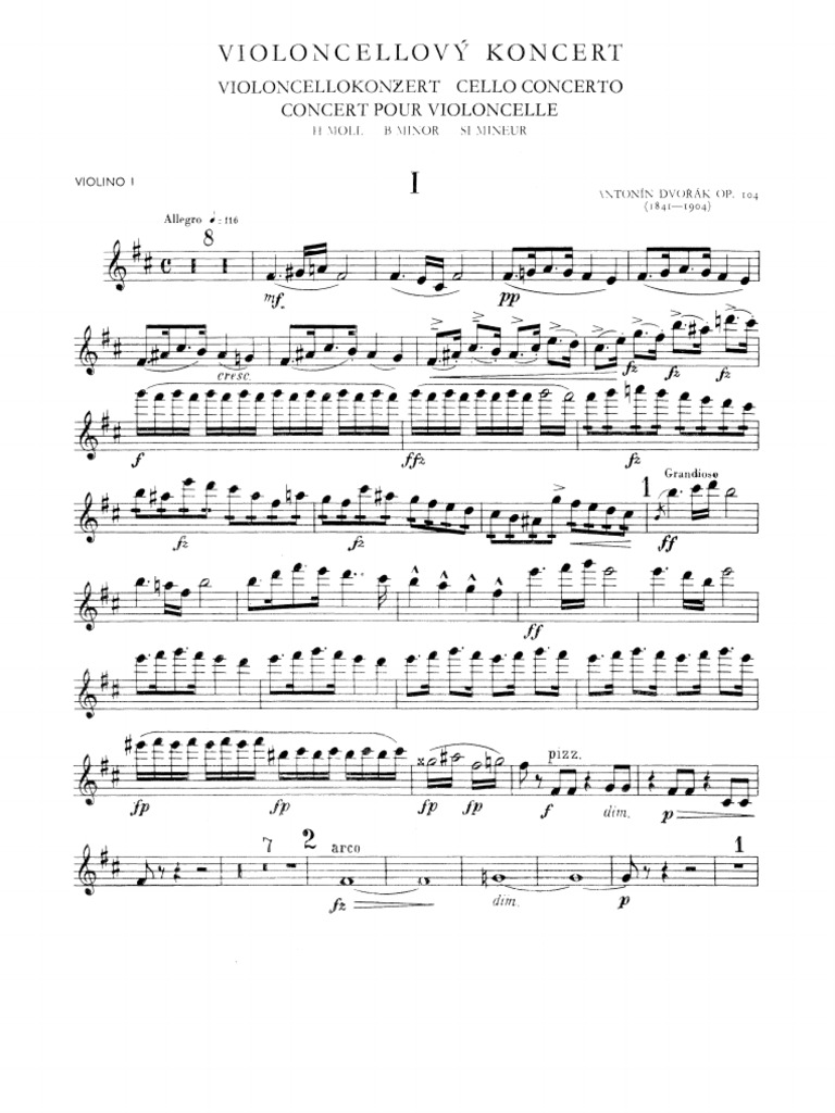 Imslp713392-Pmlp14438-10. Dvorak - Cello Concerto, Op. 104 (Sourek) - Violins I | PDF