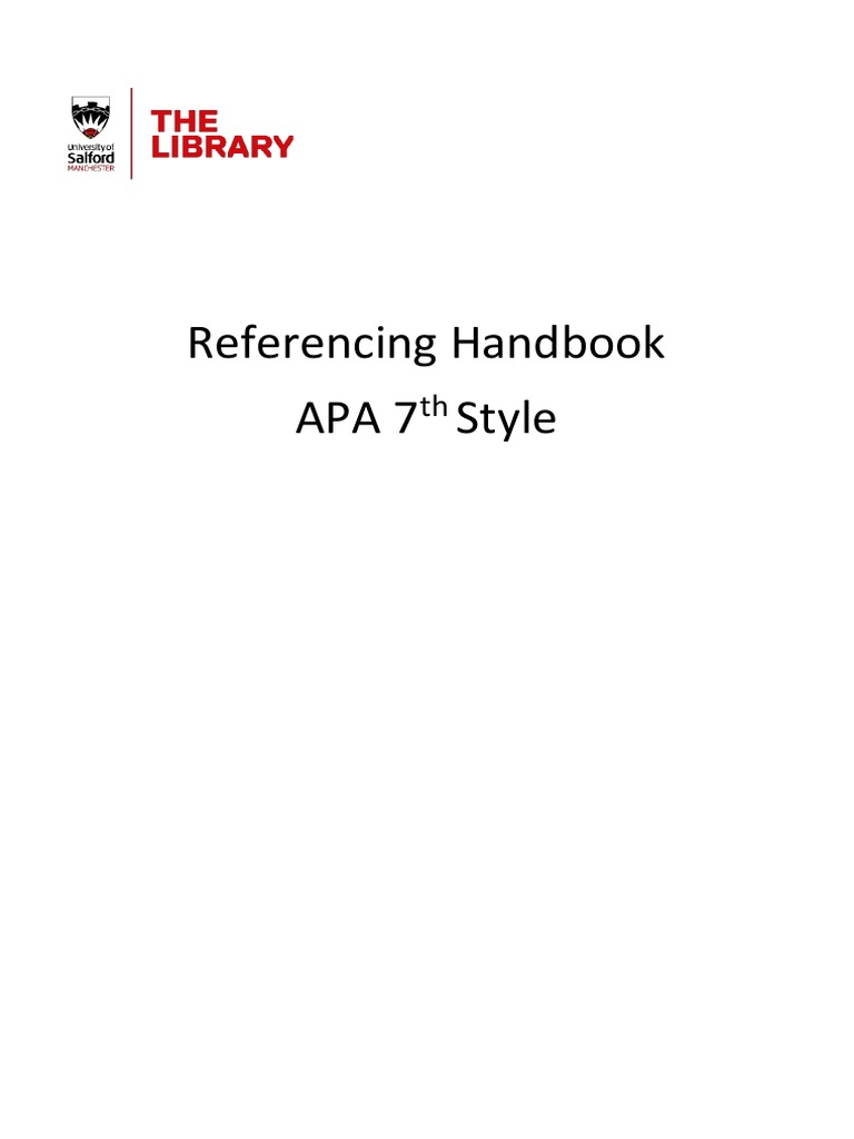 APA 7th Handbook | PDF | Citation | Apa Style