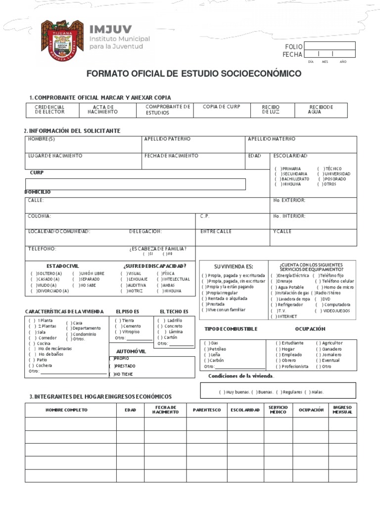 Formato de Estudio Socioeconómico | PDF