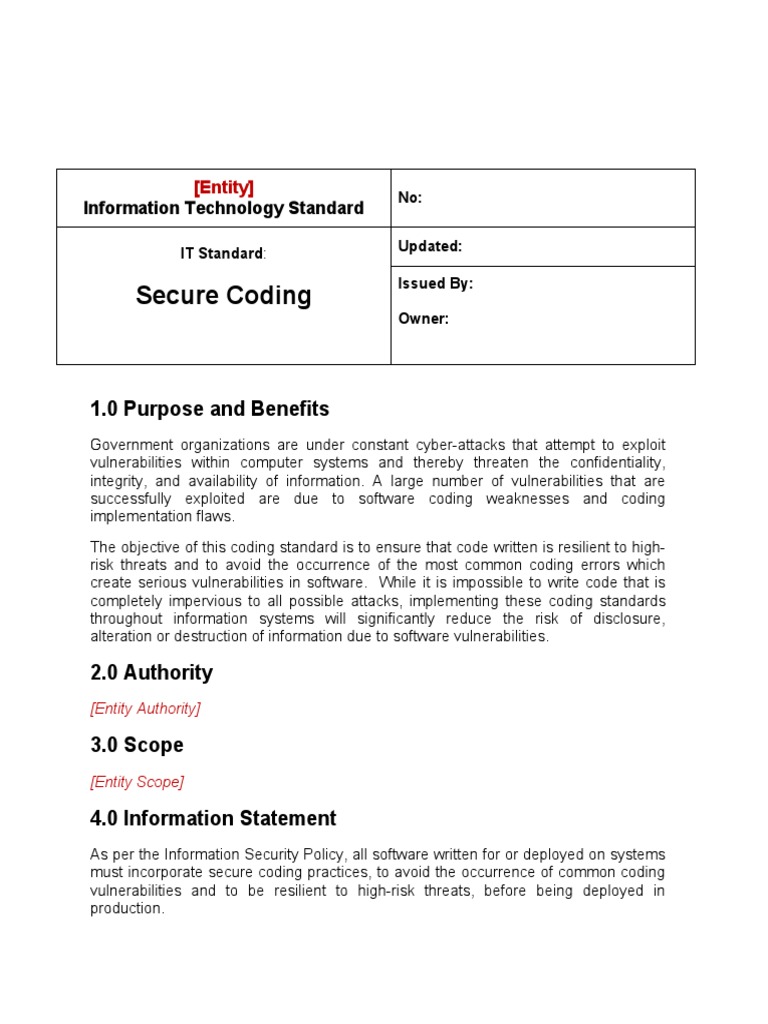 Secure Coding Standard Pdf Vulnerability Computing Information Security